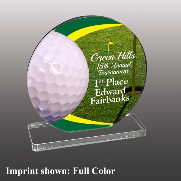 Golf Ball Themed Acrylic Award Full Color | Custom Printed As Low As $22.94